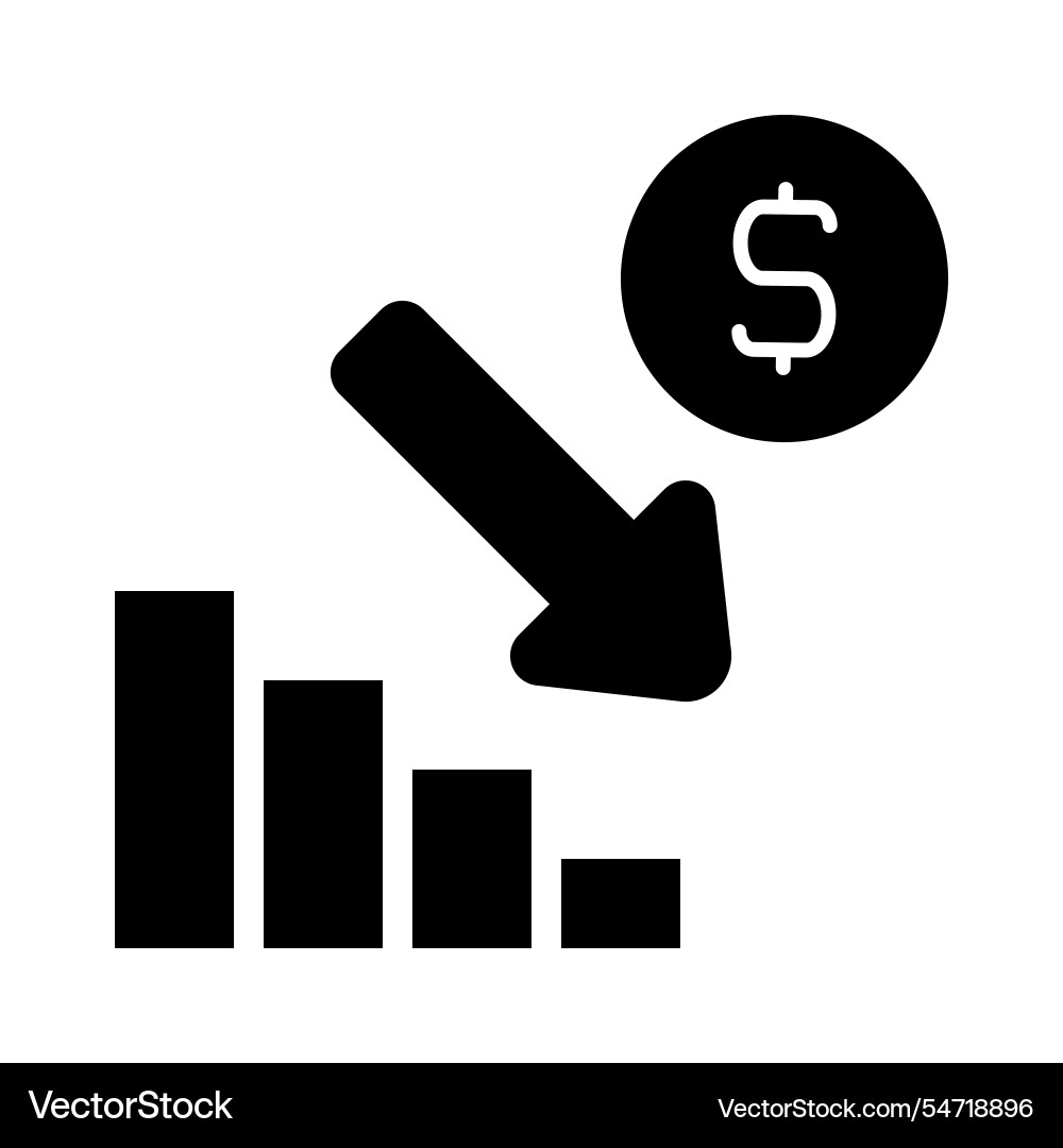 Chart with decreasing arrow and dollar sign Vector Image