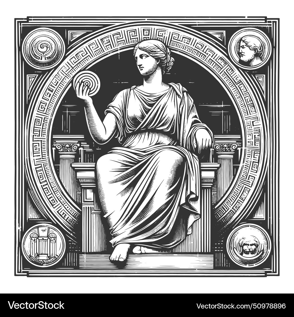 Classical greek goddess philosophical symbols Vector Image