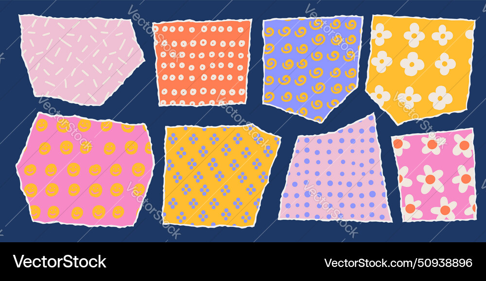 Collage torn out paper shape set in contemporary Vector Image