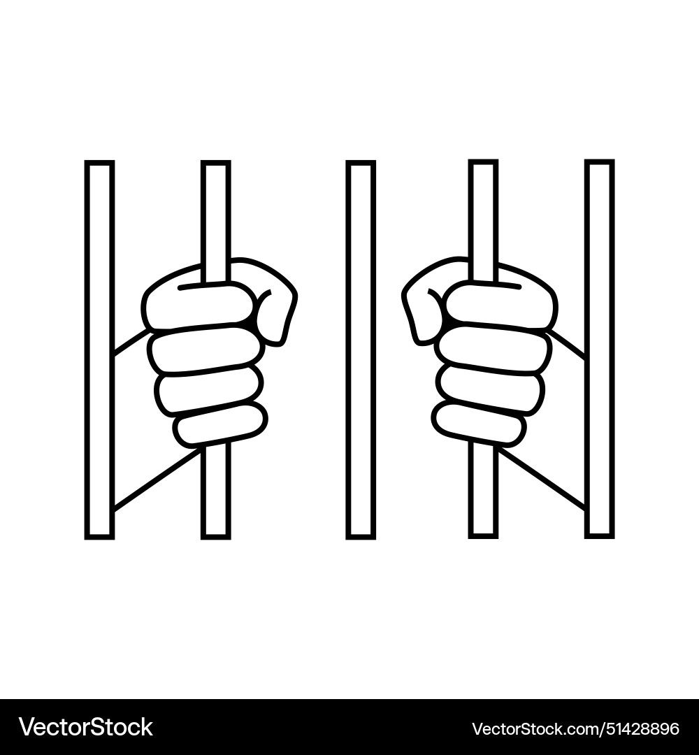 Hands holding prison bars Royalty Free Vector Image