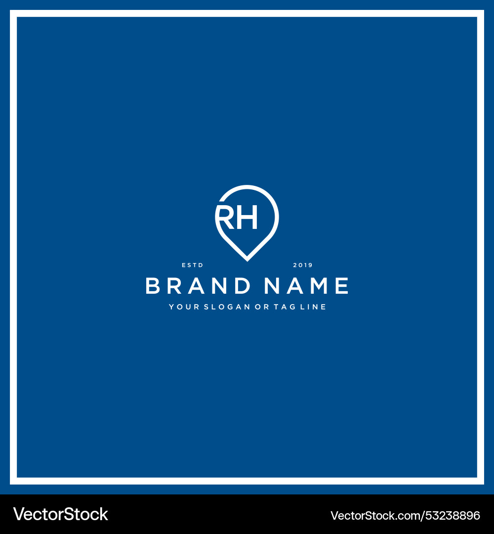 Letter rh pin logo design Royalty Free Vector Image