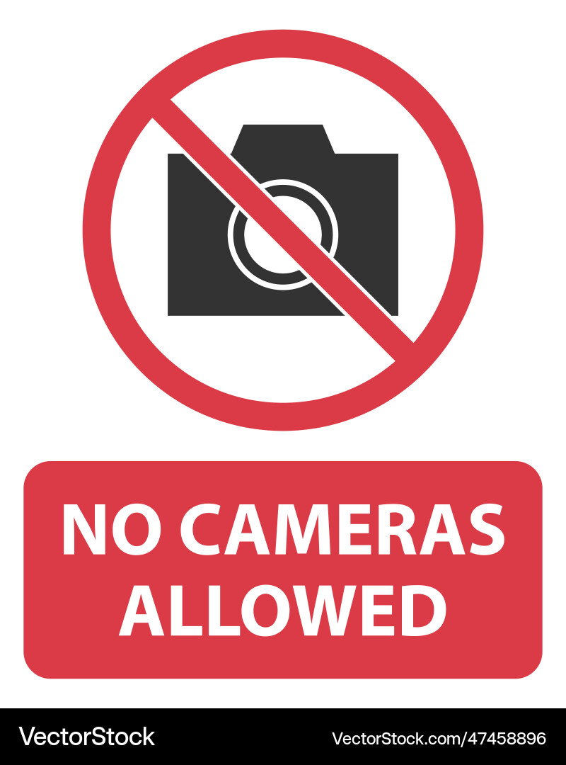 No photography sign cameras allowed Royalty Free Vector