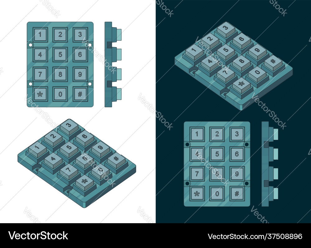 Numeric keypad color drawings Royalty Free Vector Image