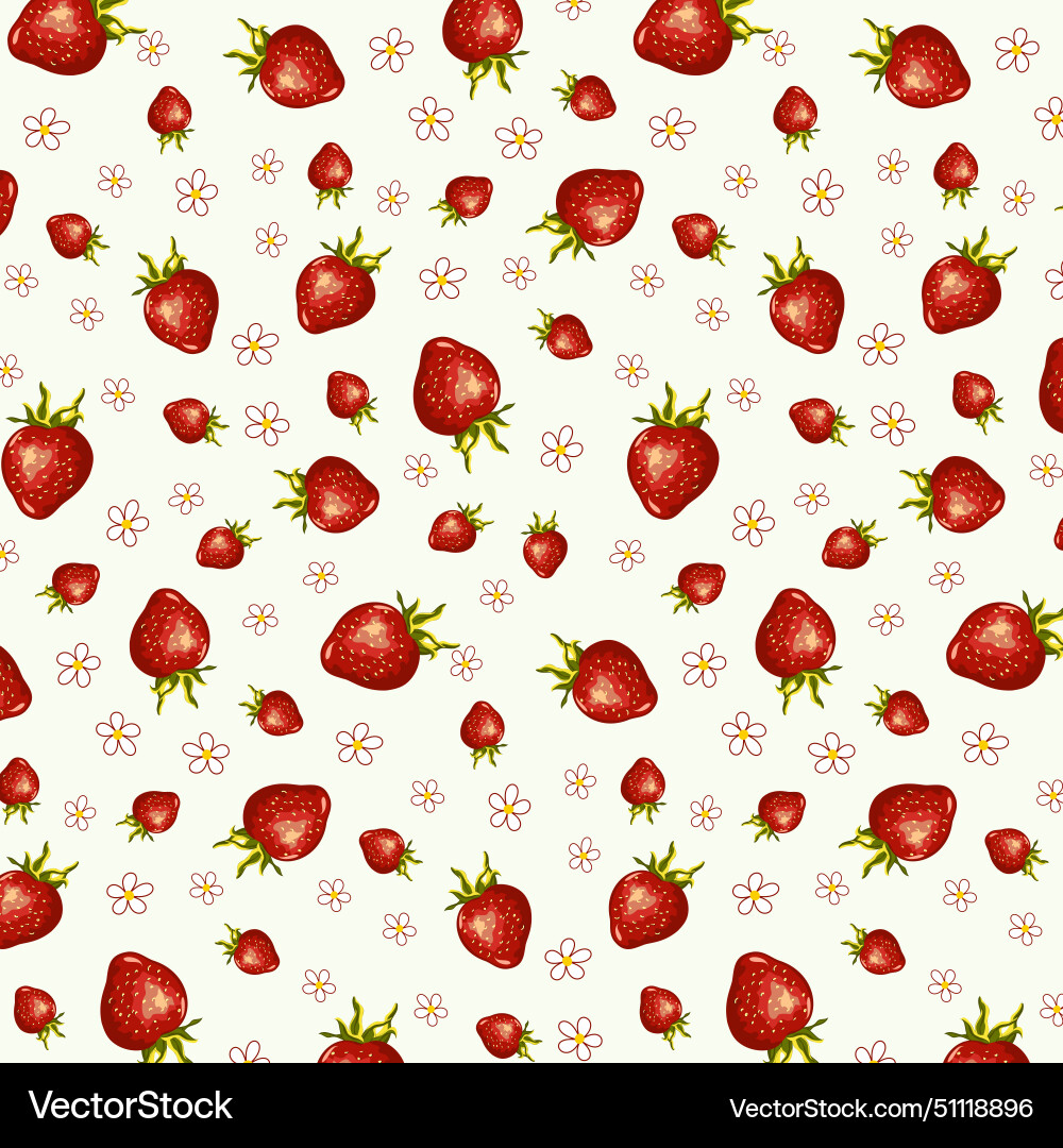 Pattern with ripe strawberries Royalty Free Vector Image