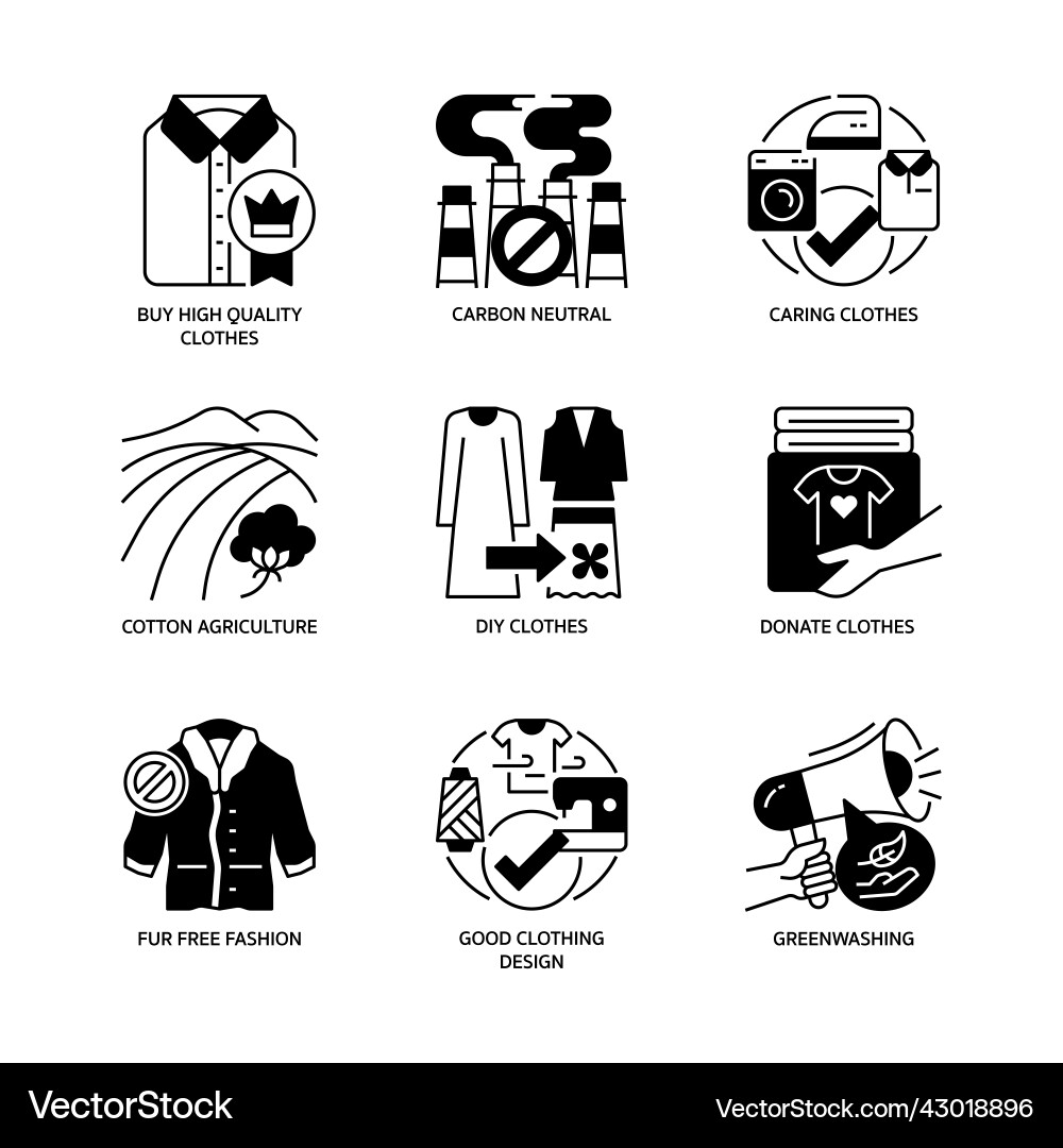 Sustainable fashion icon set Royalty Free Vector Image