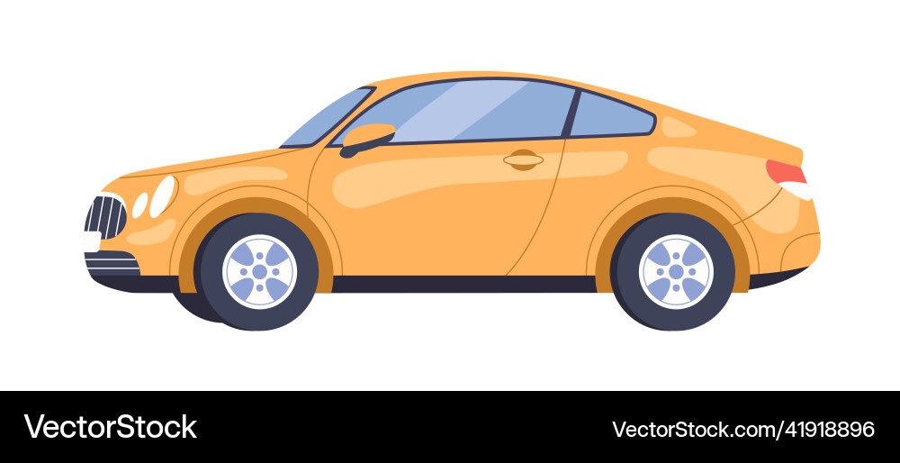 Two-door car side view new yellow auto profile Vector Image