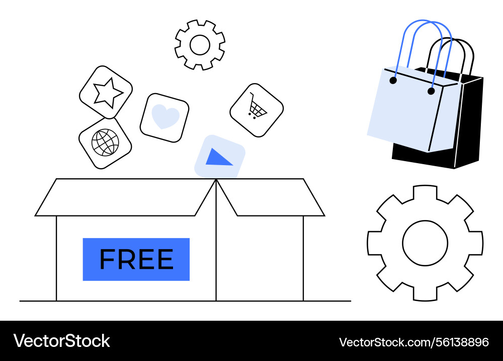 Unboxing a free package with various icons Vector Image