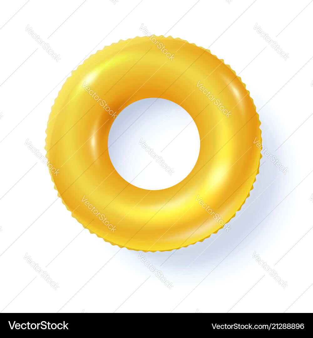 Yellow swimming ring with shadow isolated on white