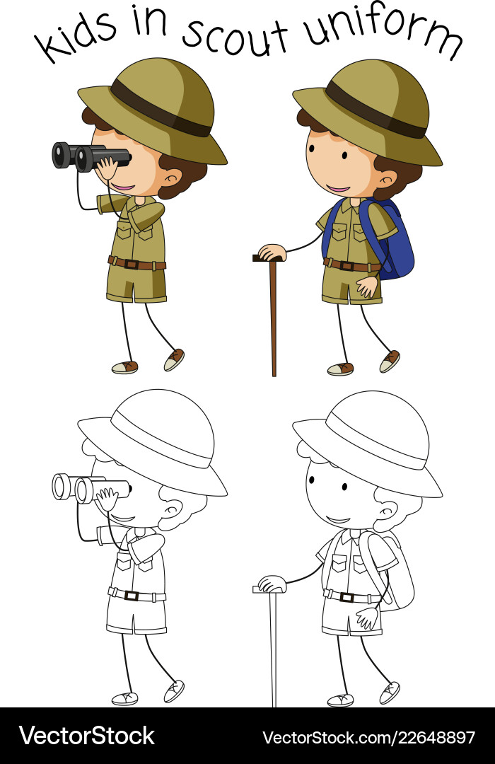 Boy scout character on white background Royalty Free Vector