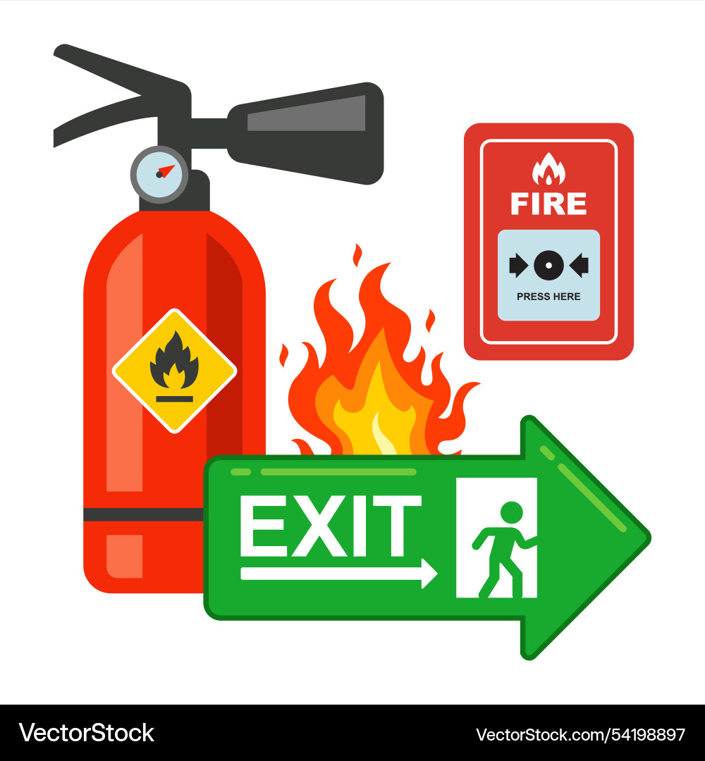 Collage fire safety protection Royalty Free Vector Image