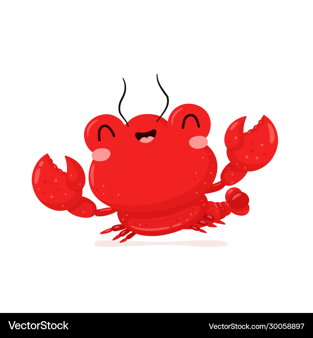 Cute happy smiling lobster Royalty Free Vector Image