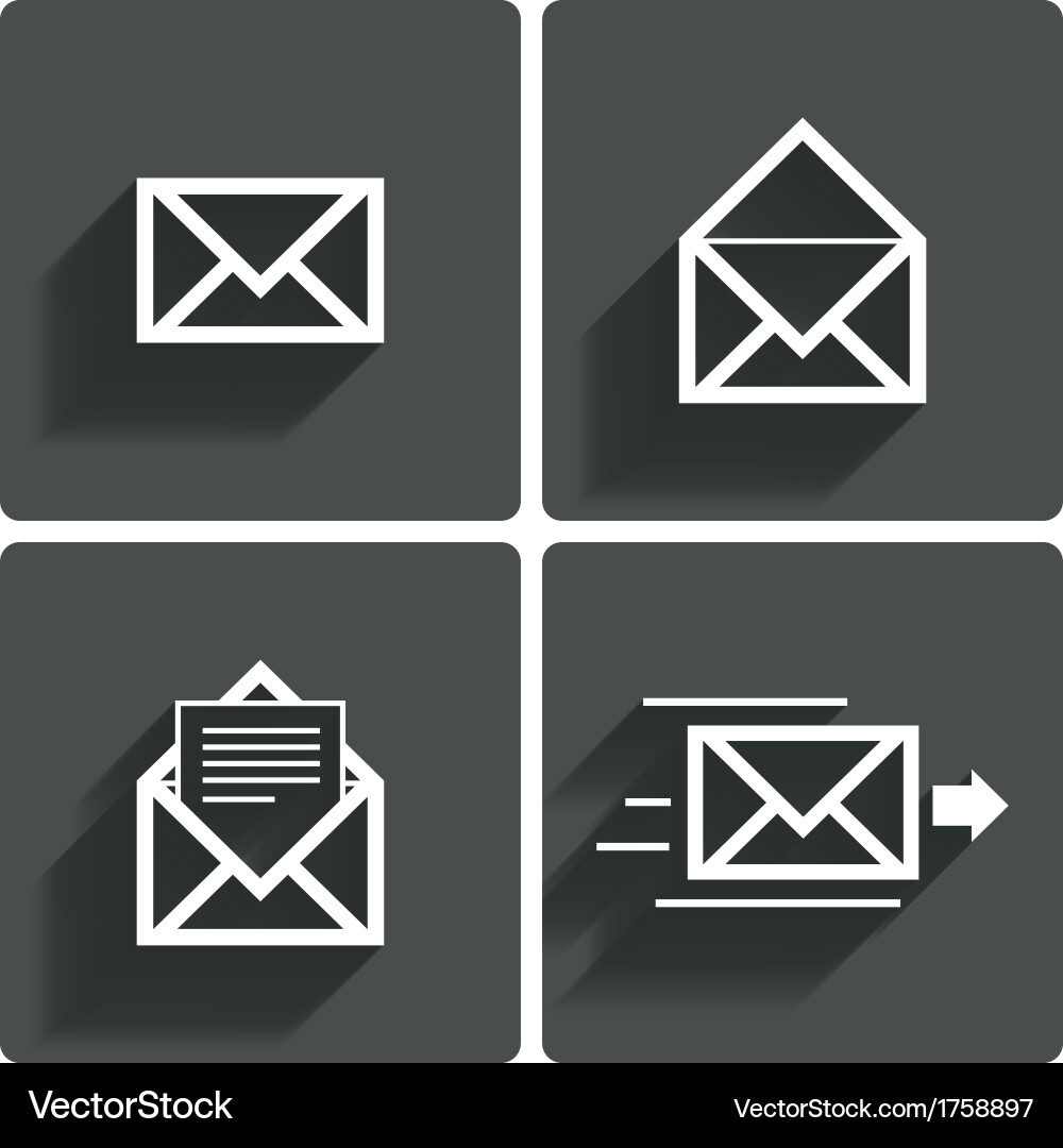 Mail icons delivery sign letter in envelope Vector Image