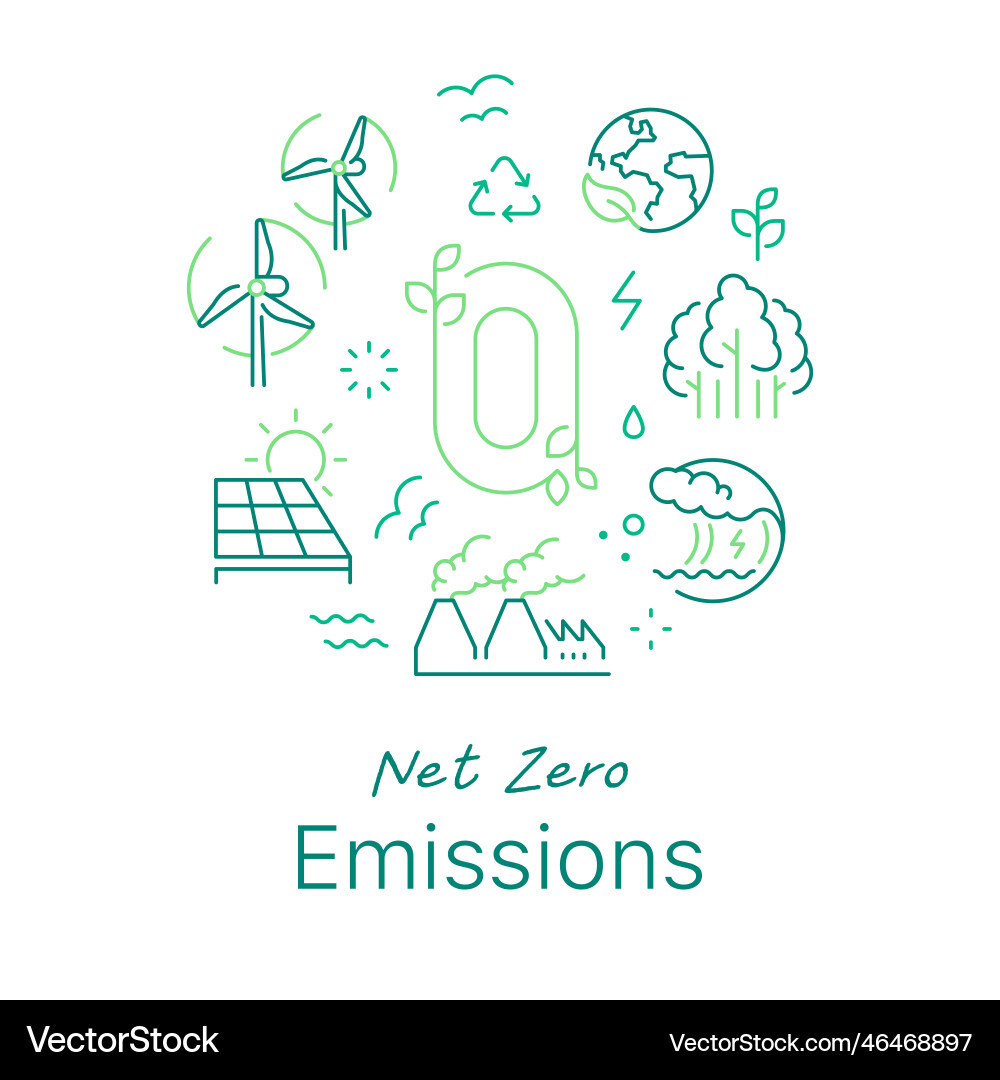 Net zero emissions concept Royalty Free Vector Image