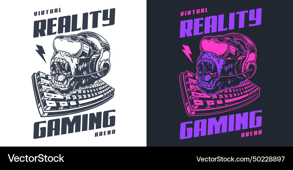 VR Gaming Flyer - Orangutan Royalty Free Vector Image
