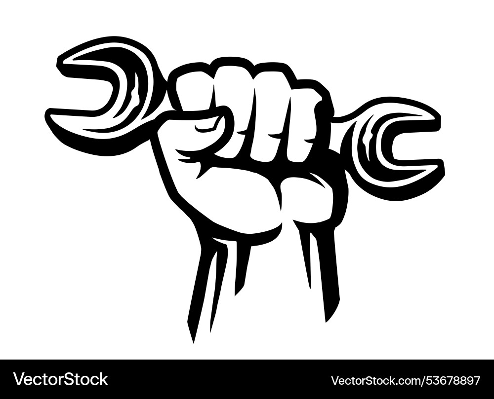 Wrench tool in hand repair service work Royalty Free Vector