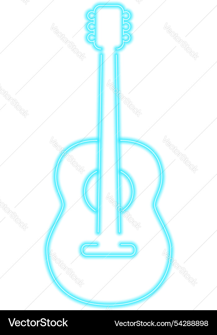 Blue glowing neon guitar Royalty Free Vector Image