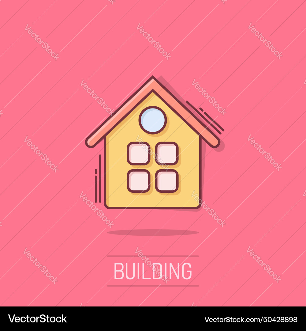 Building icon in comic style home cartoon Vector Image