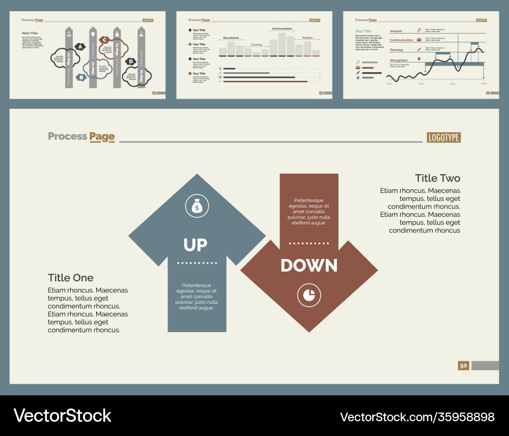 Four production slide templates set Royalty Free Vector Four production slide templates set Royalty Free Vector