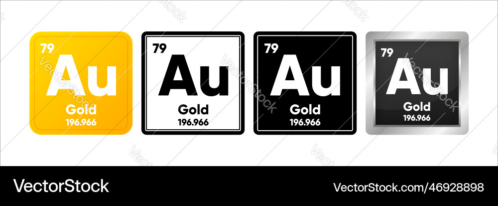 Gold chemical element with 79 atomic number Vector Image