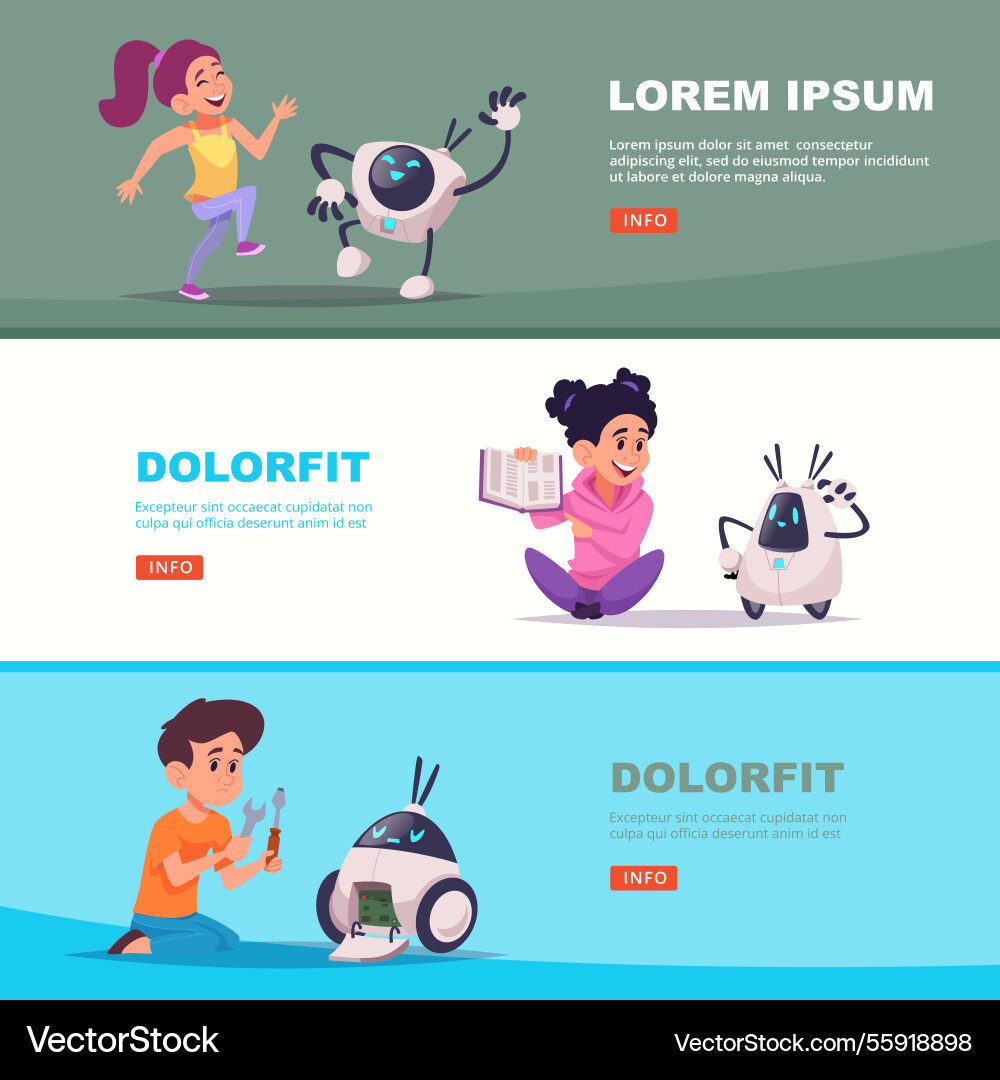 Kids chatbot androids for education processes Vector Image