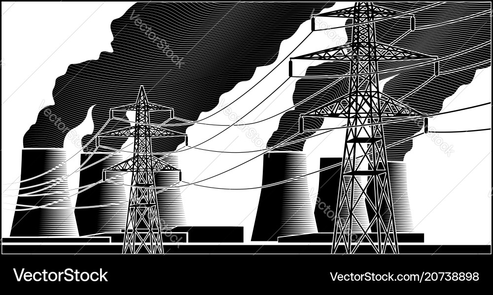 Power station and high-voltage Royalty Free Vector Image