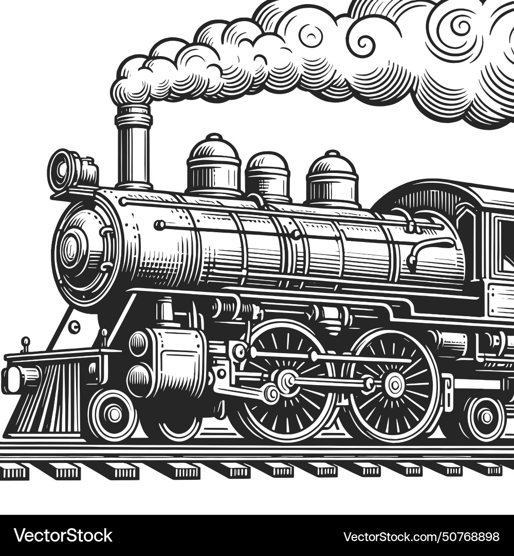 Steam locomotive sketch Royalty Free Vector Image