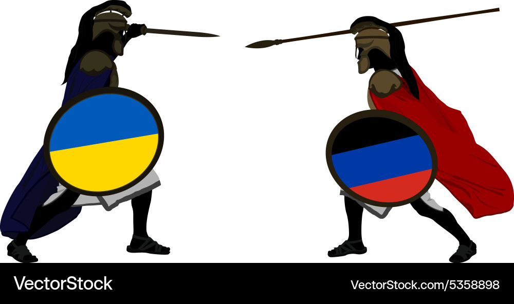 Ukrainian and pro russian warriors Royalty Free Vector Image