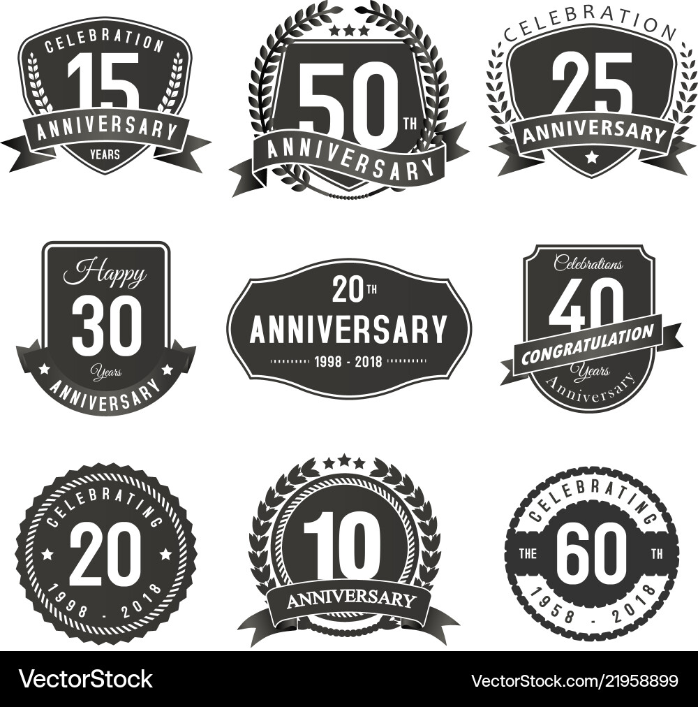 Anniversary years seal and labels Royalty Free Vector Image
