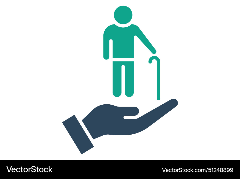 Elderly care icon hand with related Royalty Free Vector
