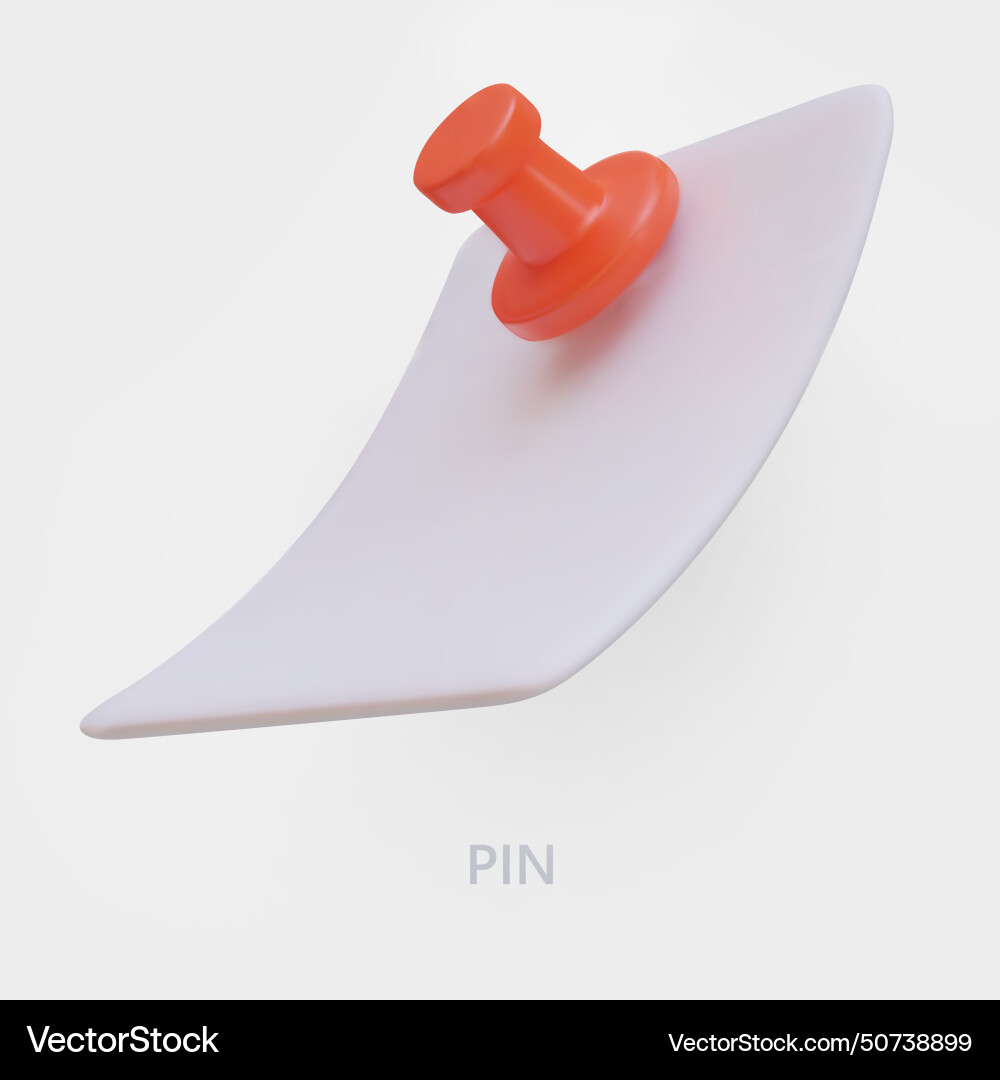 Realistic white note with red pin side view empty Vector Image