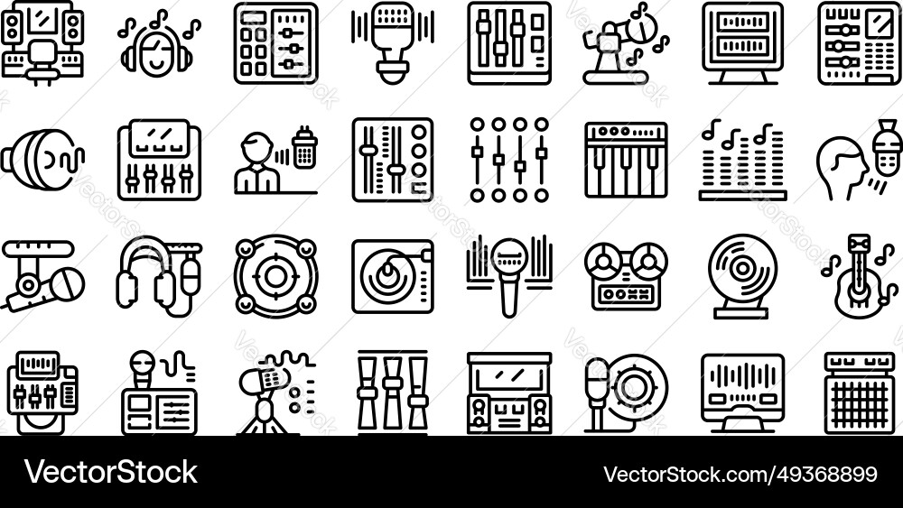 Sound Recording Studio Icons Royalty Free Vector Image