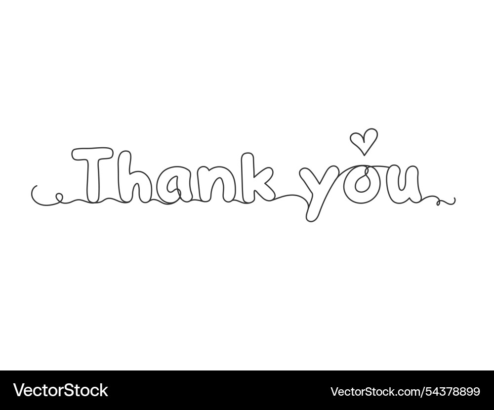 Thank you continuous one line art drawing Vector Image