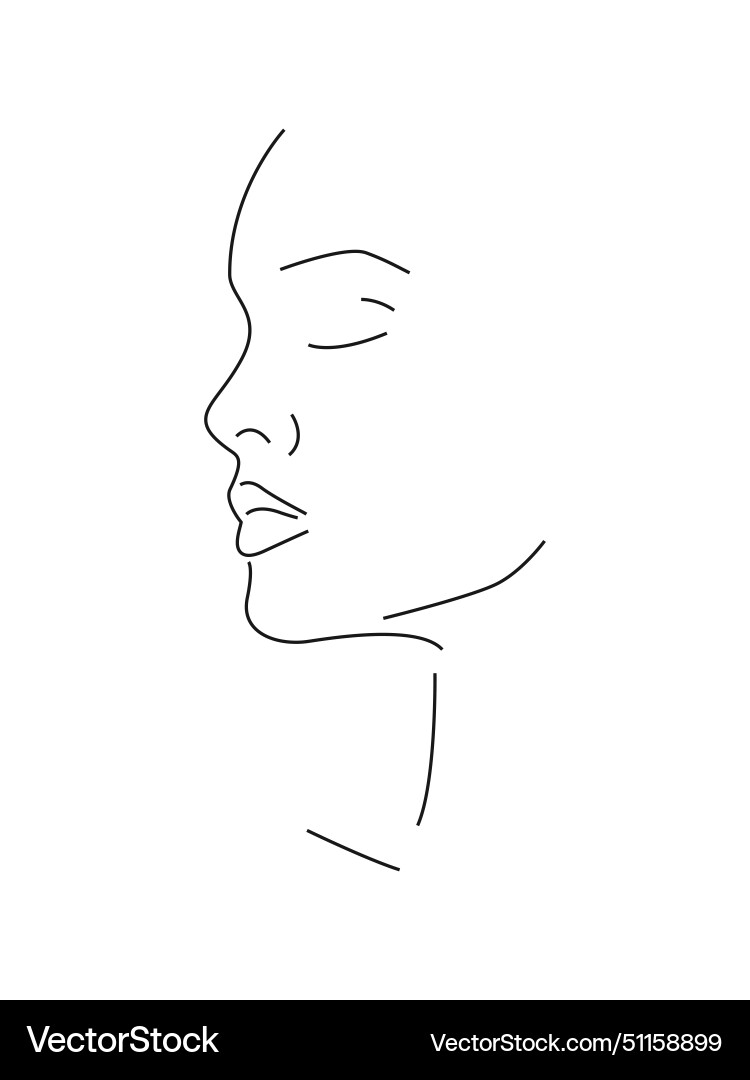Woman side profile line art Royalty Free Vector Image