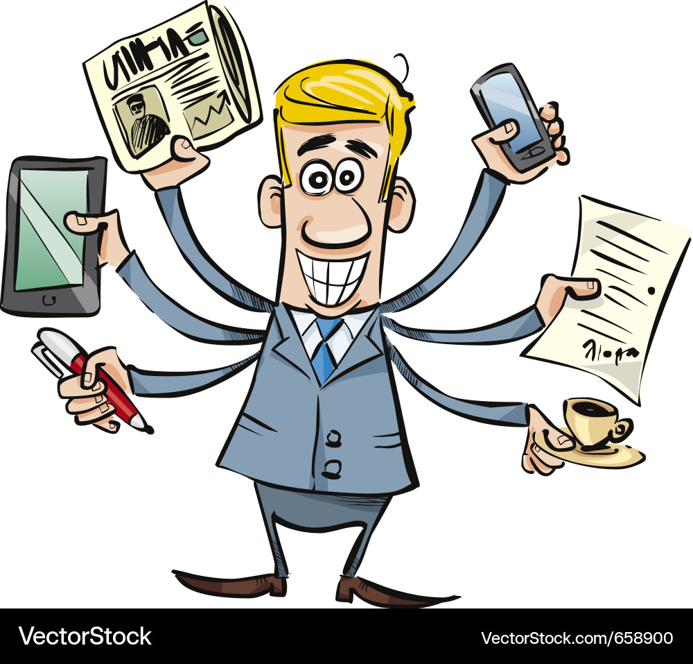 Busy businessman Royalty Free Vector Image - VectorStock