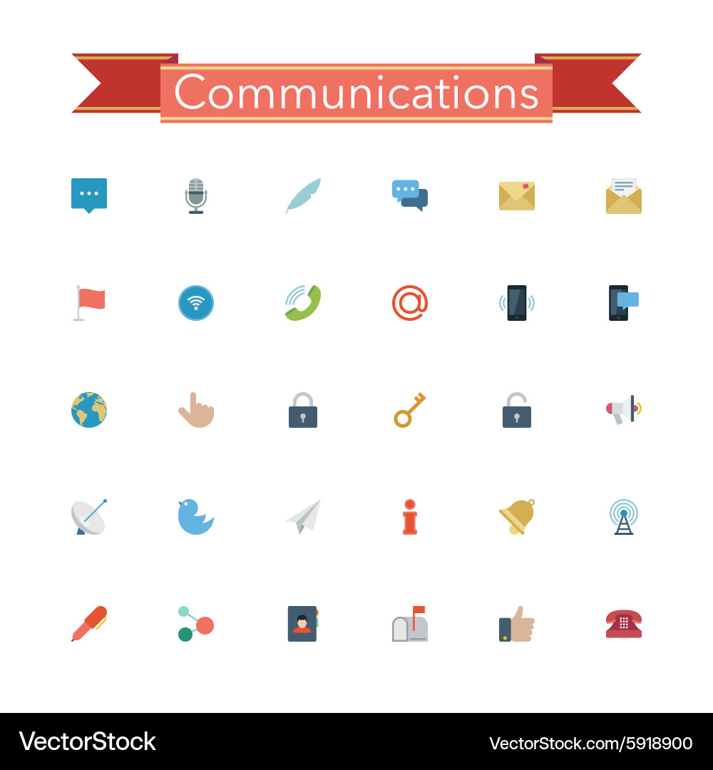 Communications flat icons Royalty Free Vector Image