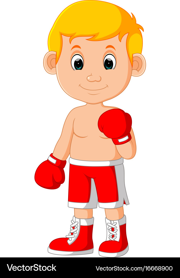Cute boy boxing cartoon Royalty Free Vector Image