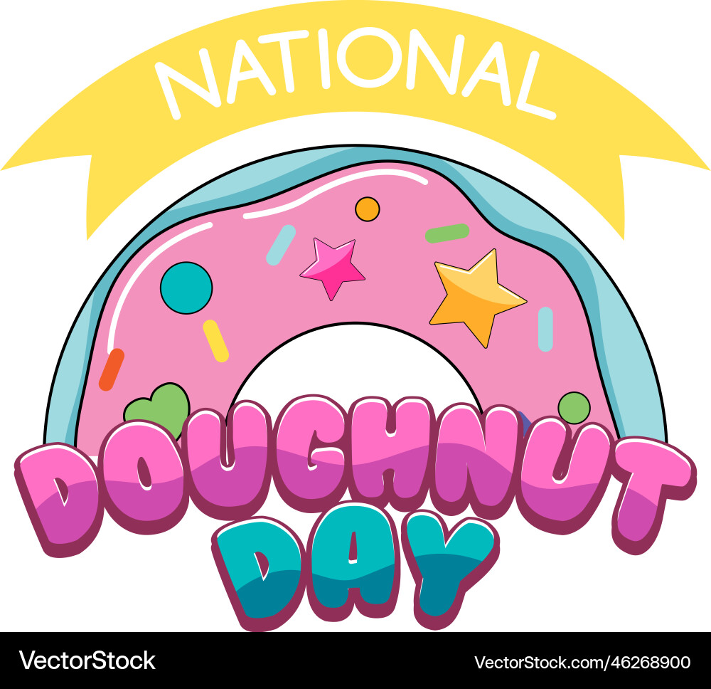 Happy doughnut day in june logo Royalty Free Vector Image