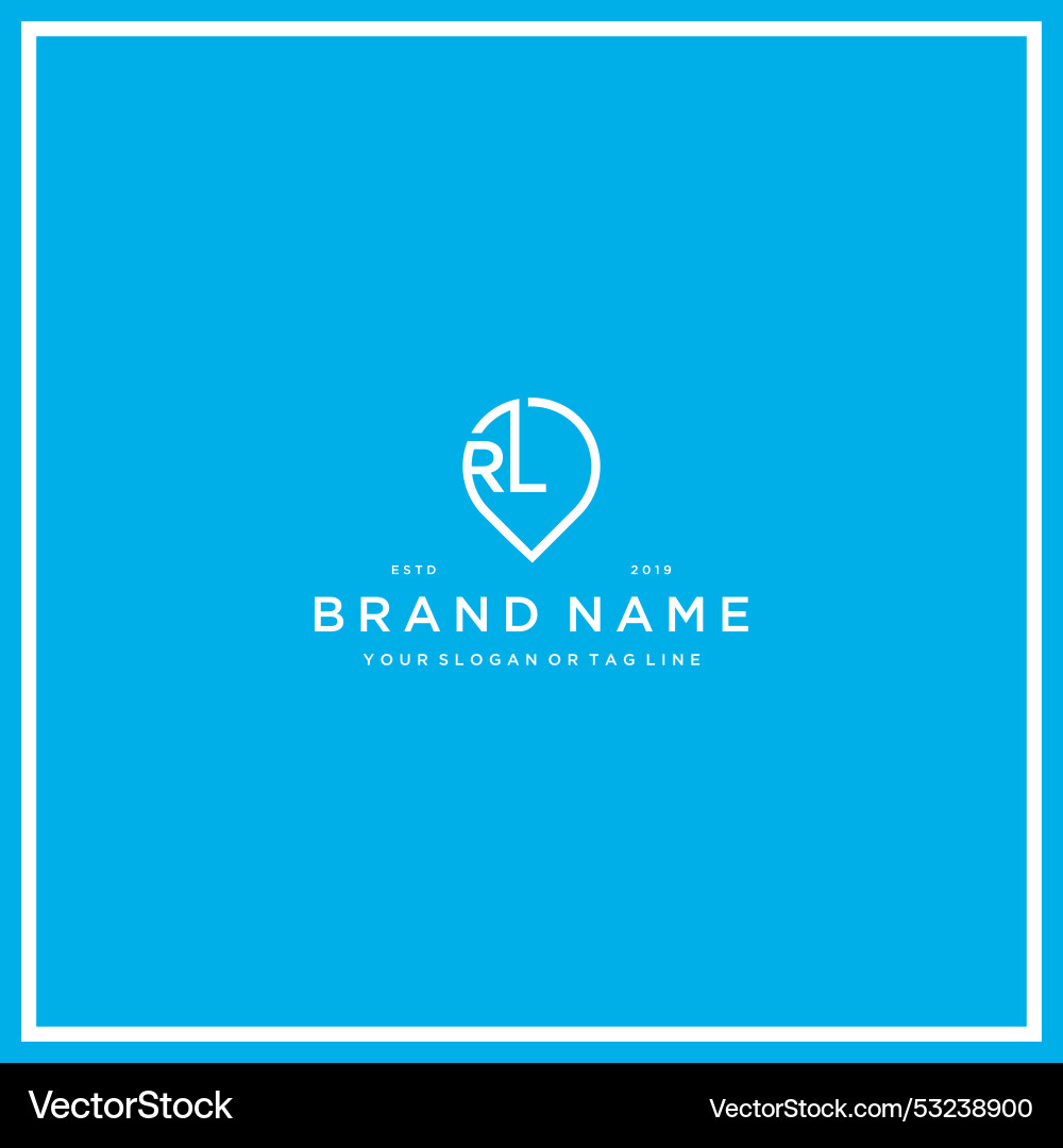 Letter rl pin logo design Royalty Free Vector Image
