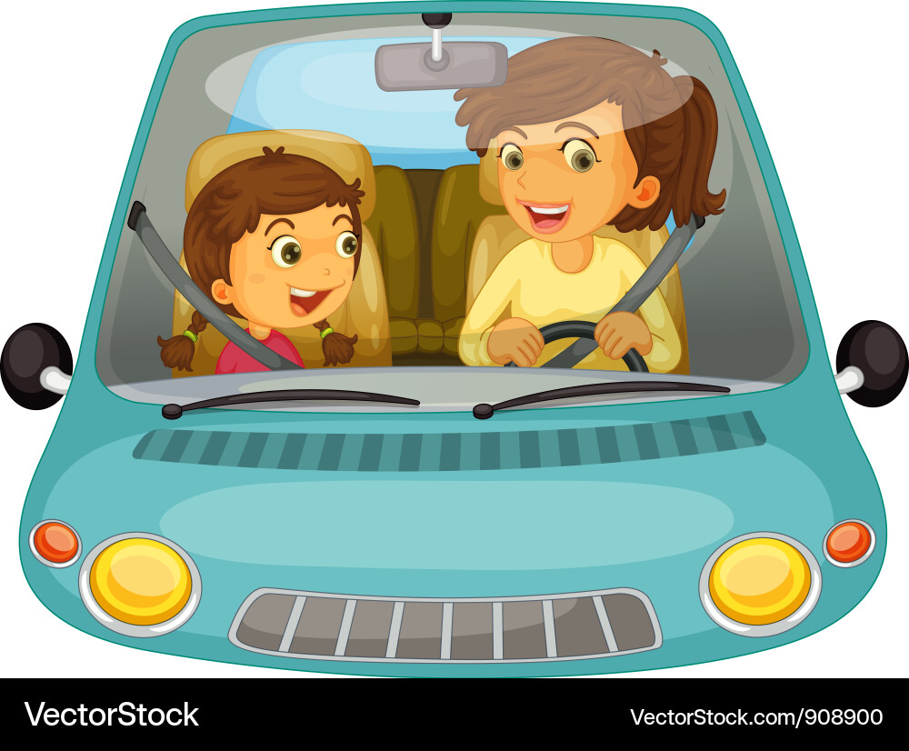 Mother and Daughter Car Ride Royalty Free Vector Image