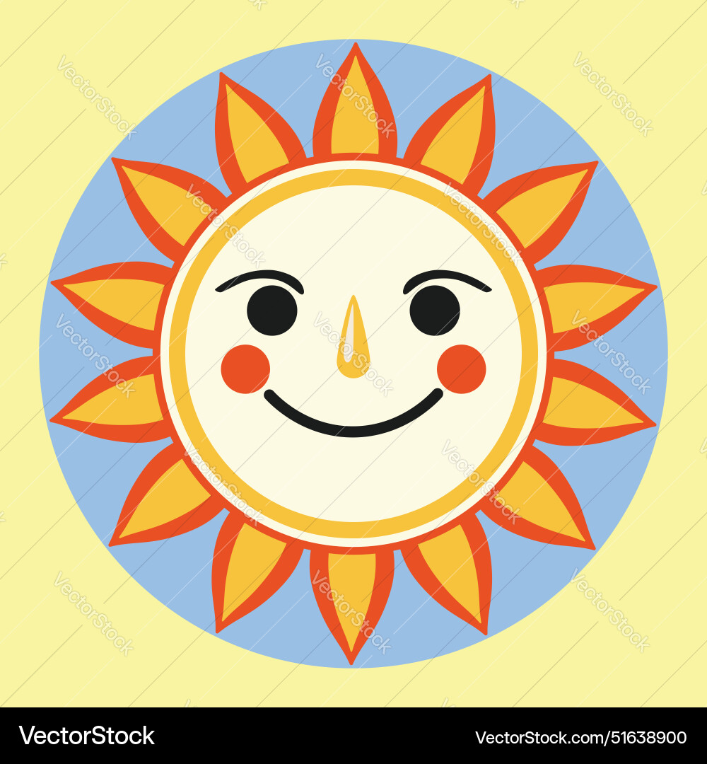 Smiling simple cartoon sun Royalty Free Vector Image