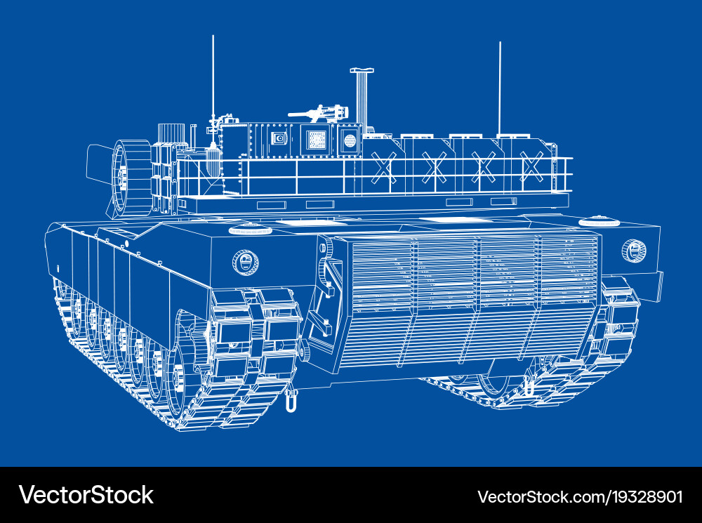Blueprint of realistic tank Royalty Free Vector Image