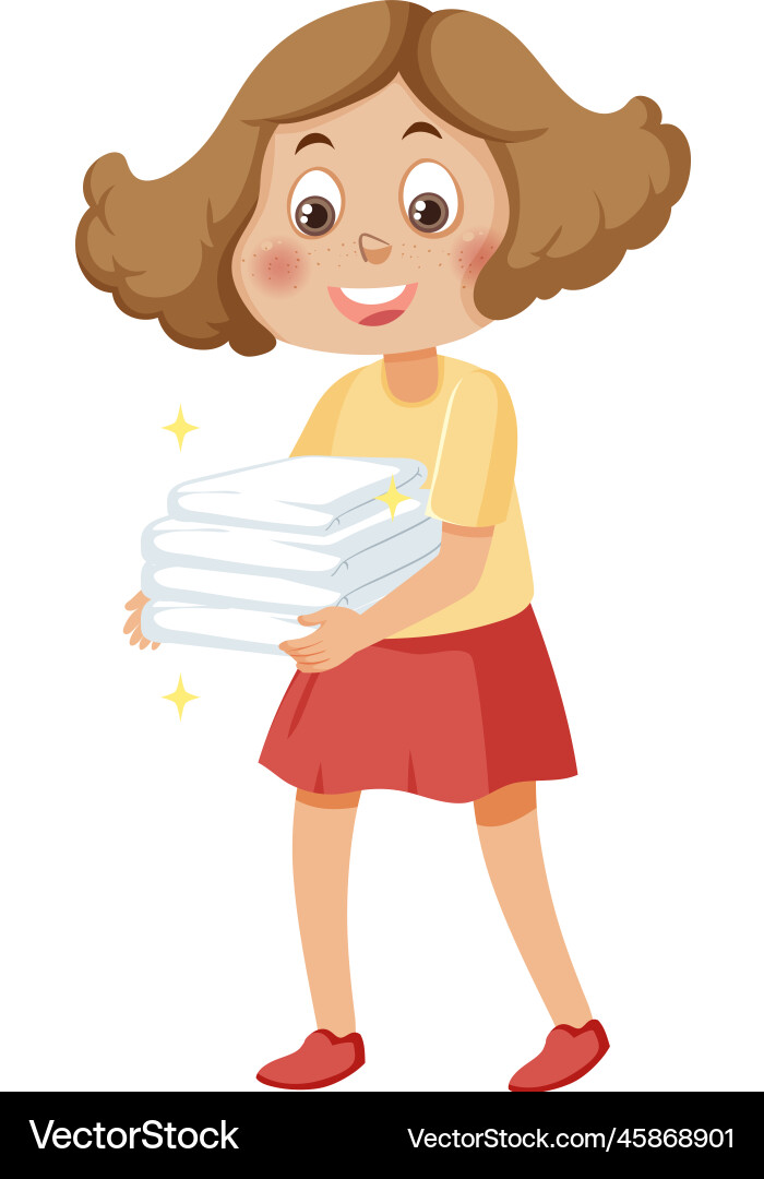 Cartoon kid in cleaning posture Royalty Free Vector Image