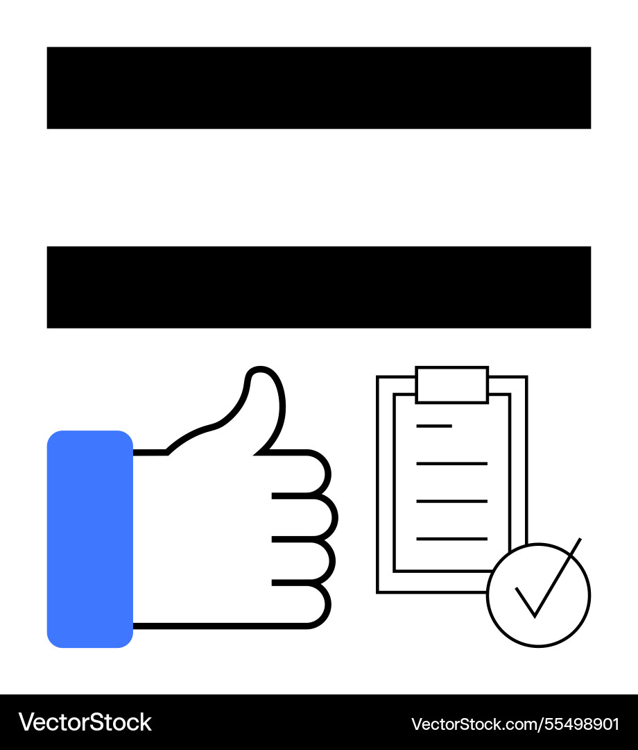 Equality symbol approval gesture checklist Vector Image