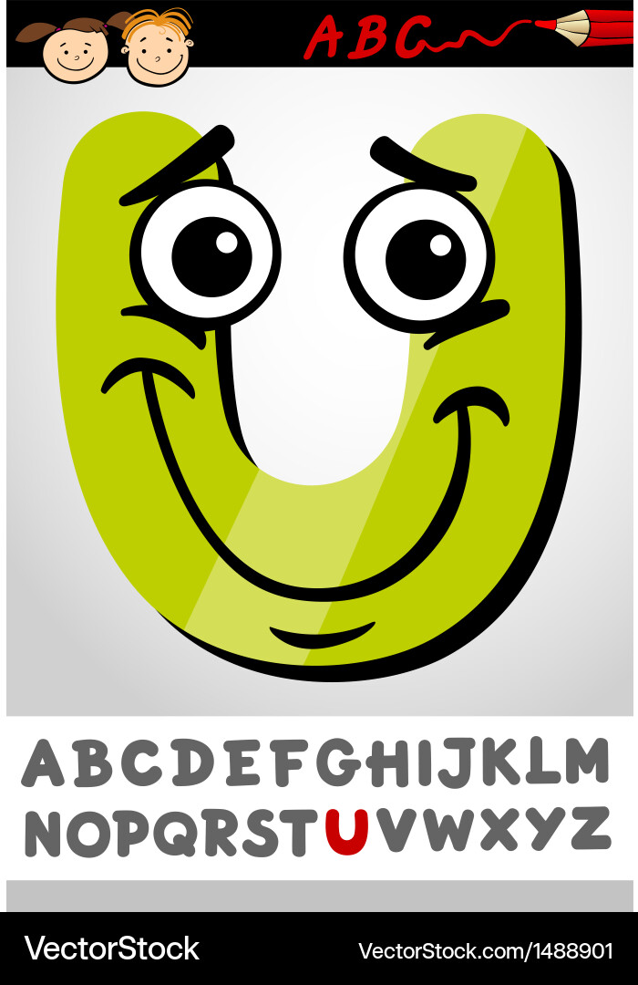 Funny letter u cartoon Royalty Free Vector Image