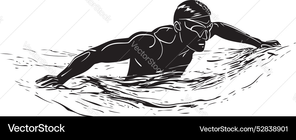 Hydro hero emblematic swimmer icon aqua arc Vector Image