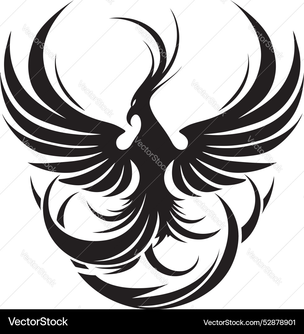 Nighttime phoenix heraldry enchanted fire emblem Vector Image