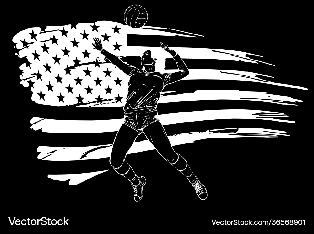Professional volleyball players in action Vector Image