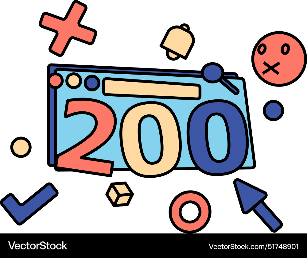Reaching 200 subscribers celebration milestones Vector Image