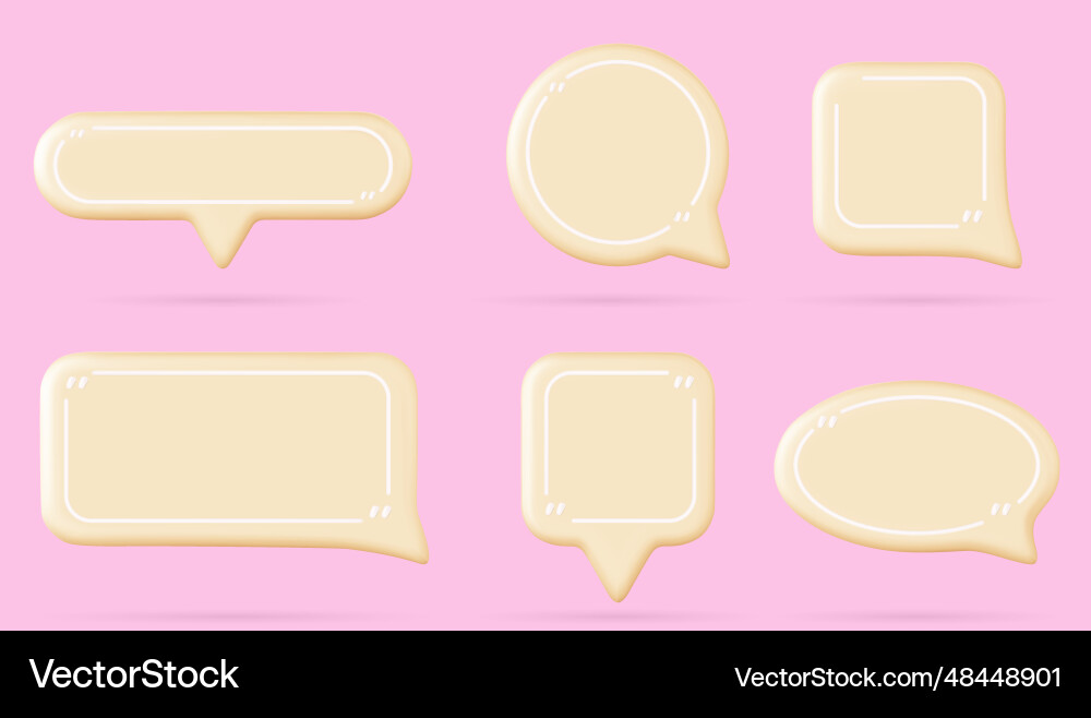 Realistic set of yellow speech boxes Royalty Free Vector