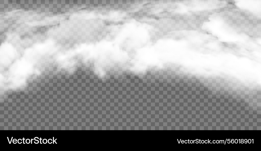 Realistic white fog smog border transparent Vector Image